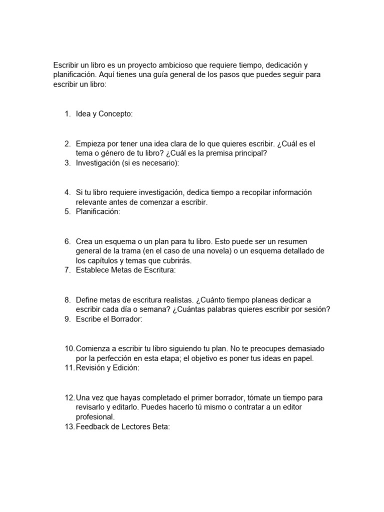 Pasos para Escribir Un Libro | PDF