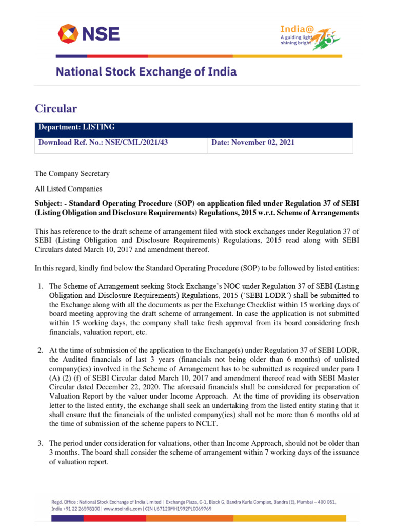 NSE Circular 02112021-SOP | PDF | Real Estate Appraisal | Justice