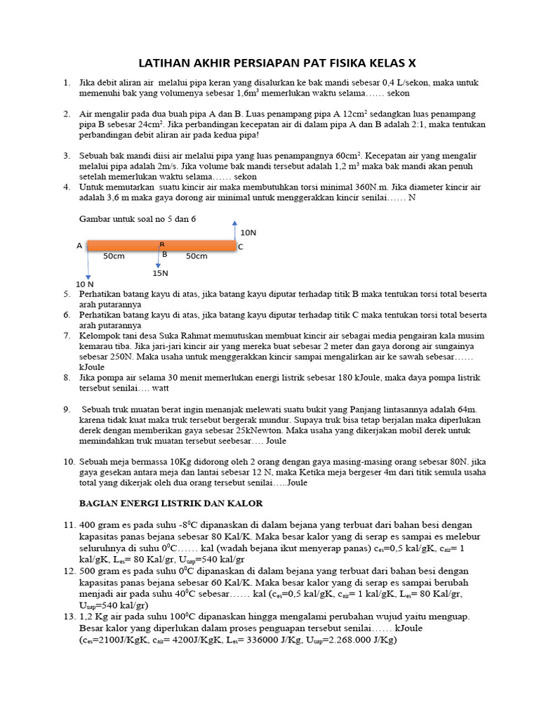 Soal Latihan Fisika Kelas X PAT | PDF | Sains & Matematika