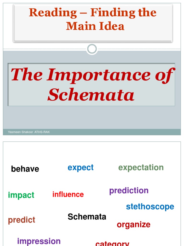 Reading - Finding The Main Idea: The Importance of Schemata | PDF