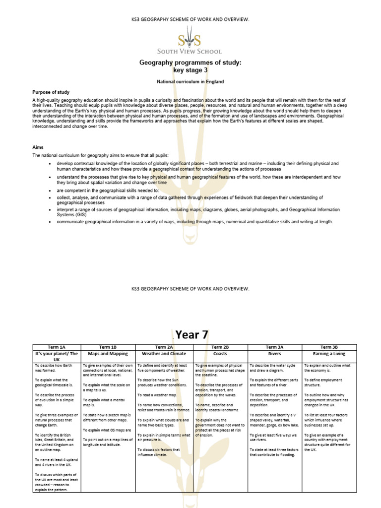 GEOGRAPHY Curriculum Overview KS3 | PDF | Geography | Geographic ...