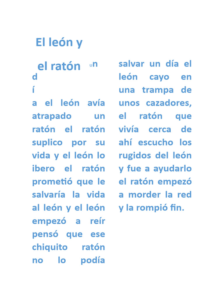 El León y el Ratón: Lección de Amistad | PDF | Ficción general