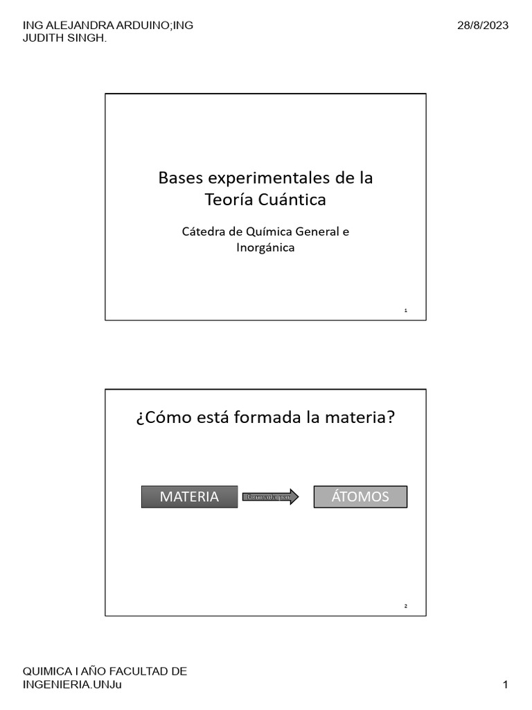 Clase de EStructura Atomica PArte 1 - 2C | PDF | Electrón | Radiación ...