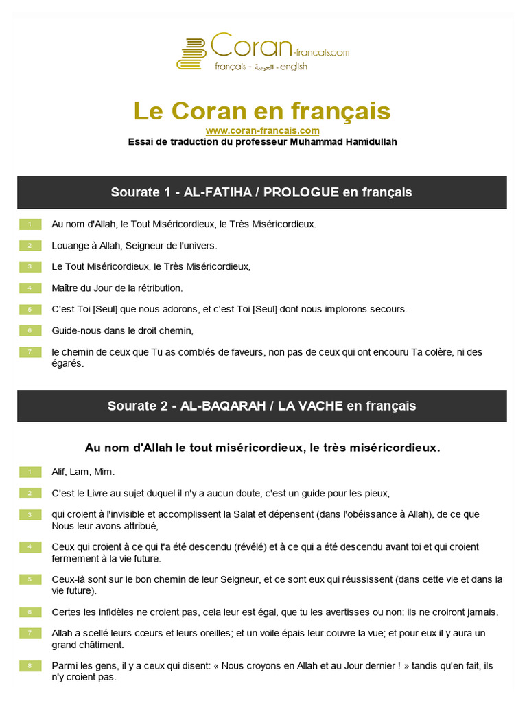 Coran en Francais Français | PDF | Allah | Sacrifice
