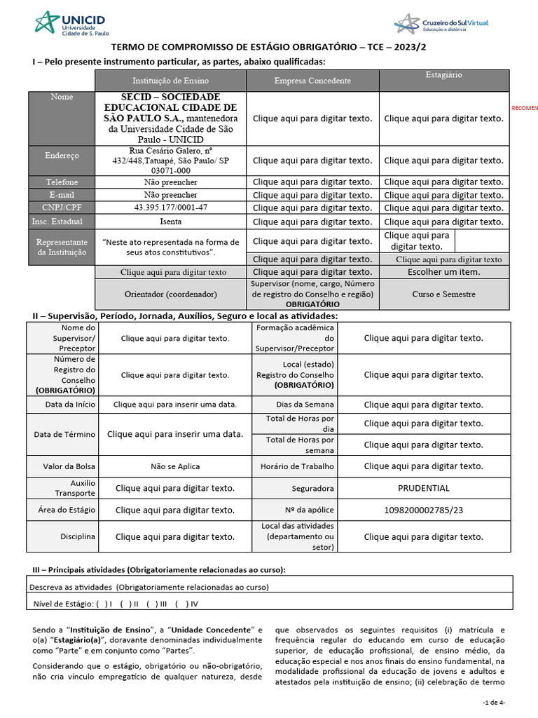 Tce Obrigatorio Unicid | PDF | Carreira e Crescimento