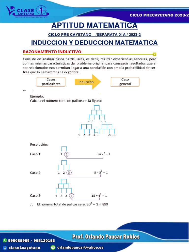 Separata 01a Induccion Matematica y Deduccion Matematica Ciclo Pre ...
