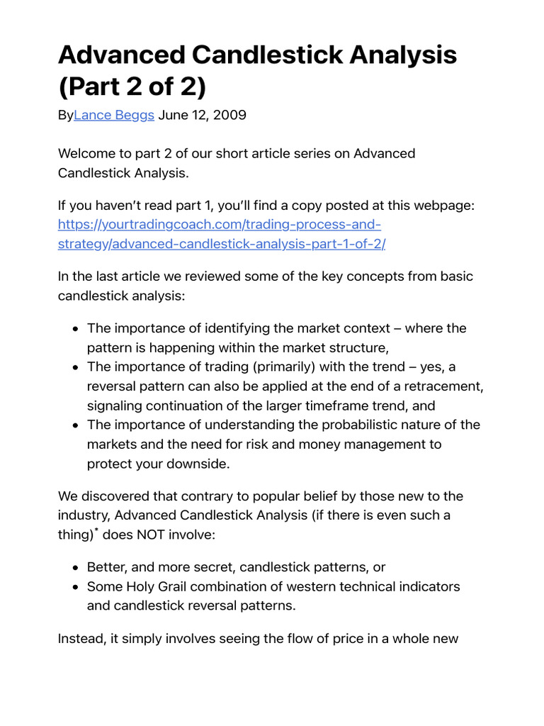 Advanced Candlestick Analysis (Part 2 of 2) | PDF