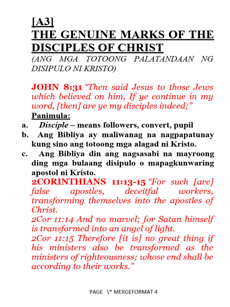 (A3) The Genuine Marks of The Disciples of Christ | PDF | Disciple ...