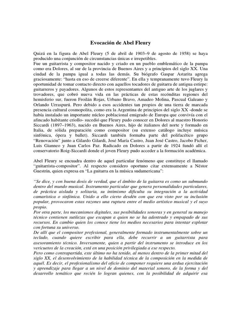 Abel Fleury: Guitarrista y Compositor Argentino | PDF | Clásicos