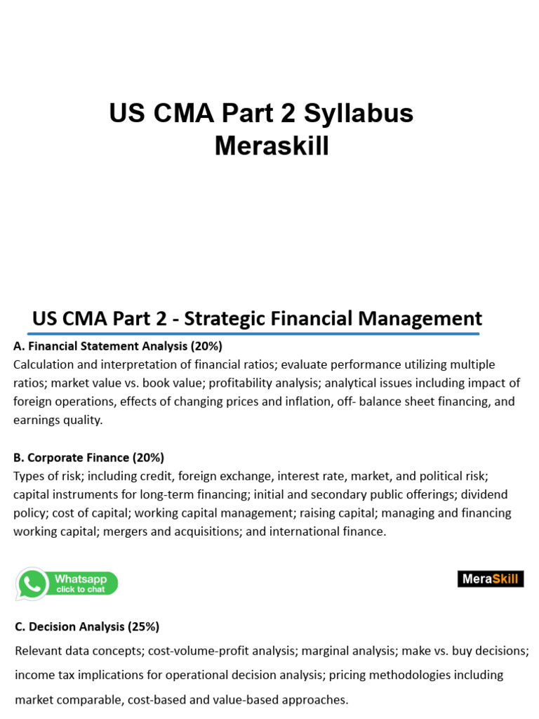 US CMA Part 2 Syllabus | PDF