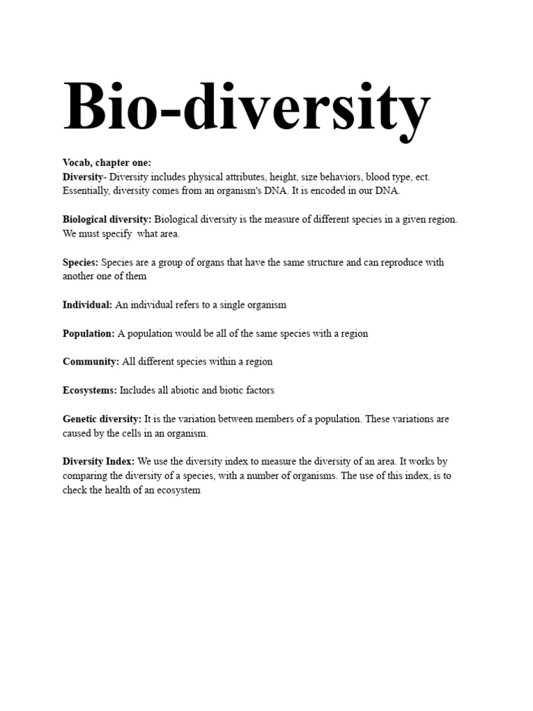Biodiversity-Grade 9 | PDF
