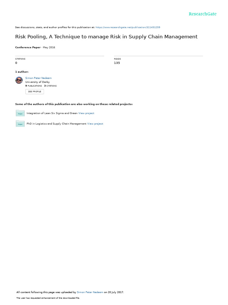 Risk Pooling | PDF | Coefficient Of Variation | Risk