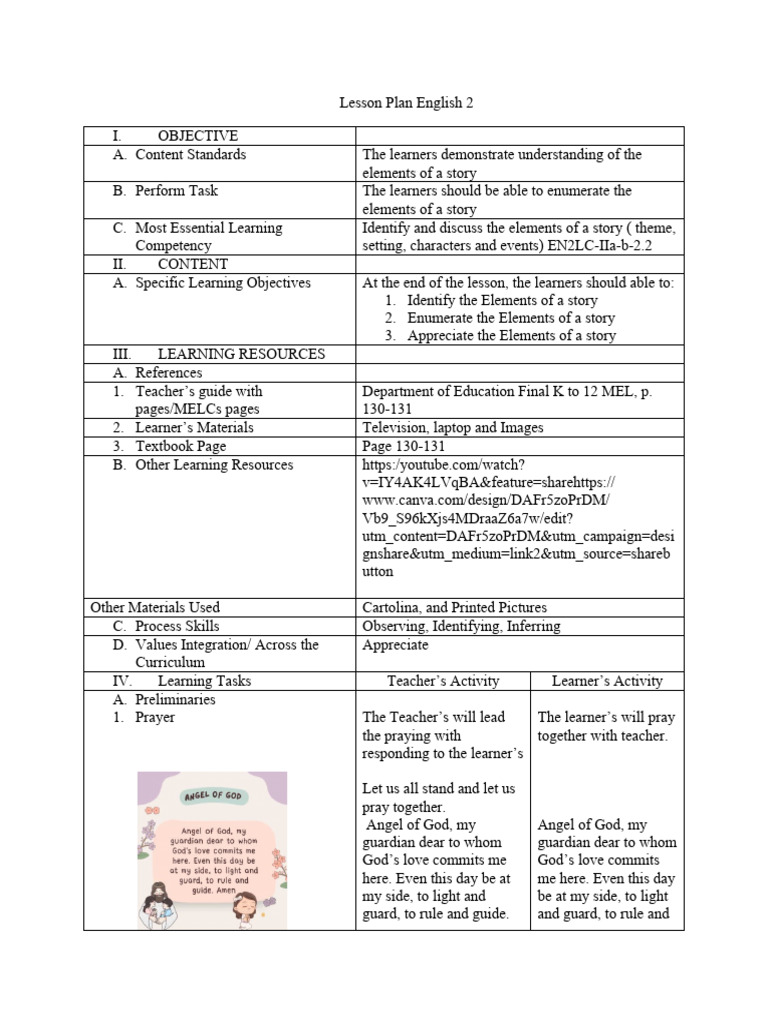 LP Lesson Plan EN2 | PDF | Learning | Lesson Plan