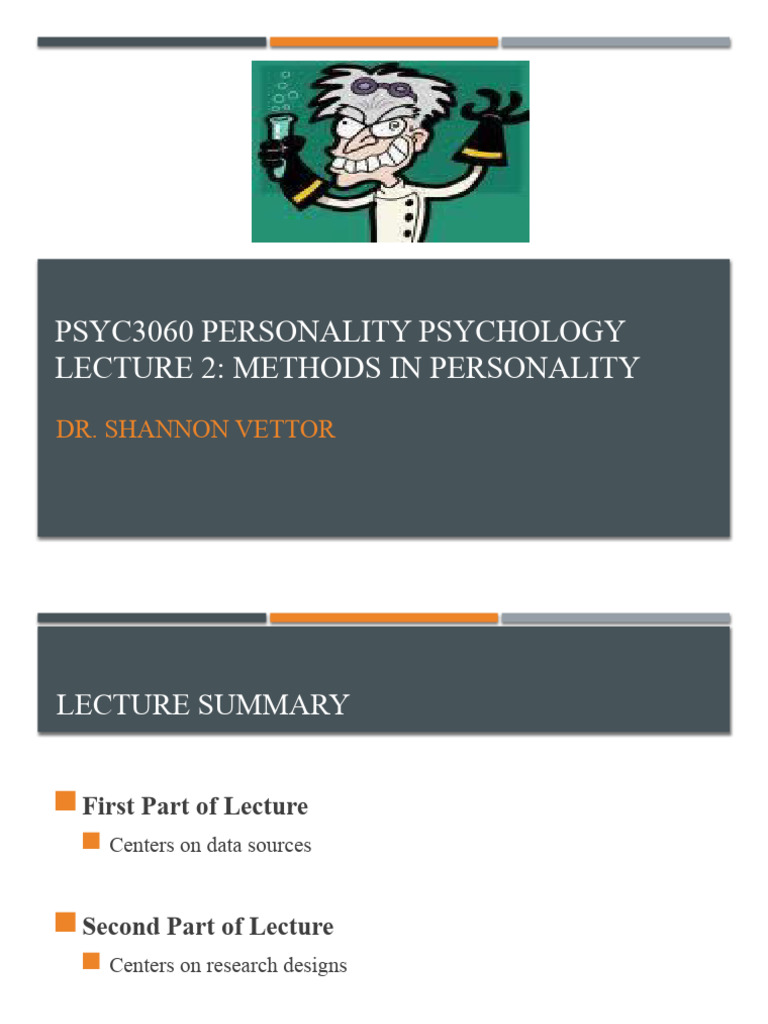 Psyc3060 Fall 2023 Lecture 2 Methods in Personality Student | PDF | Psychology | Psychological ...