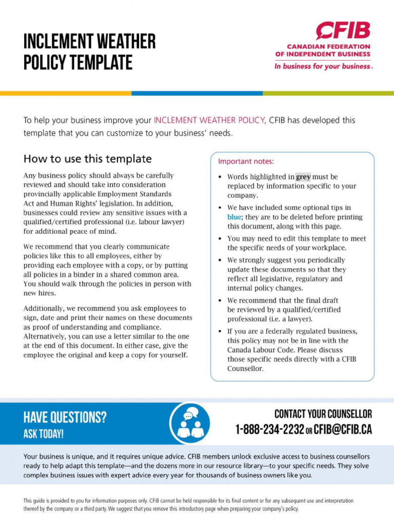 Inclement Weather Policy Overview | PDF | Employment | Labor