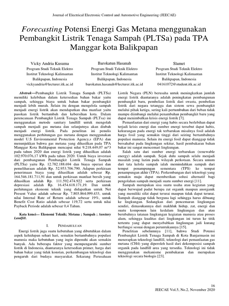 Forecasting Potensi Energi Gas Metana Menggunakan | PDF