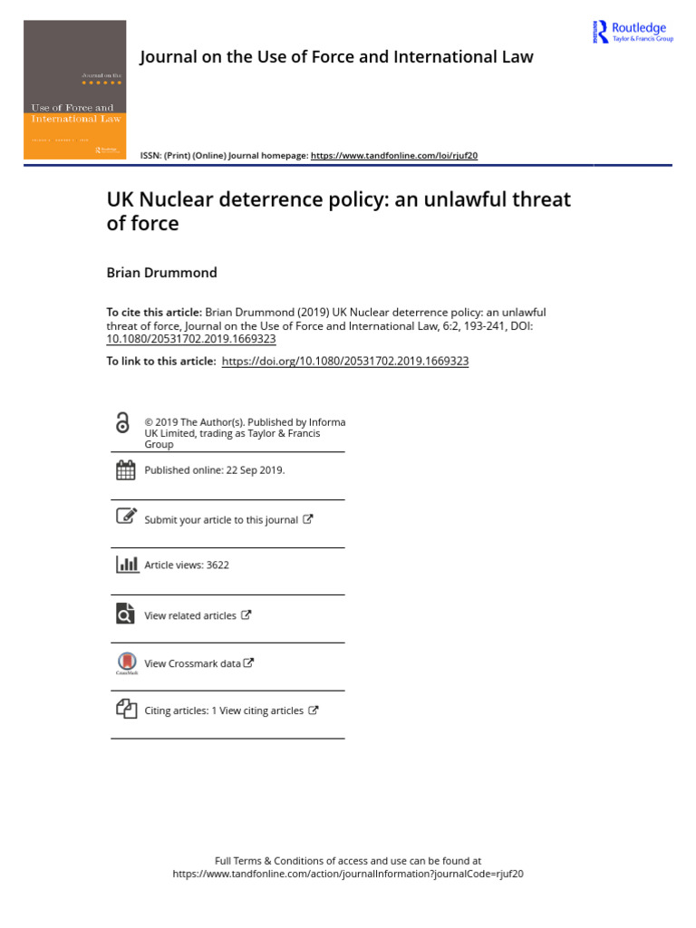 UK Nuclear Deterrence Policy An Unlawful Threat of Force | PDF | Social ...
