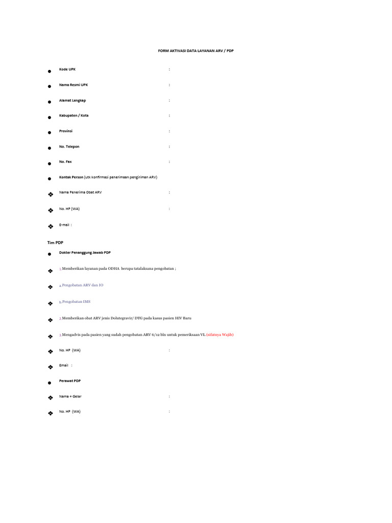 Form A Pengaktifan Layanan PDP1 | PDF
