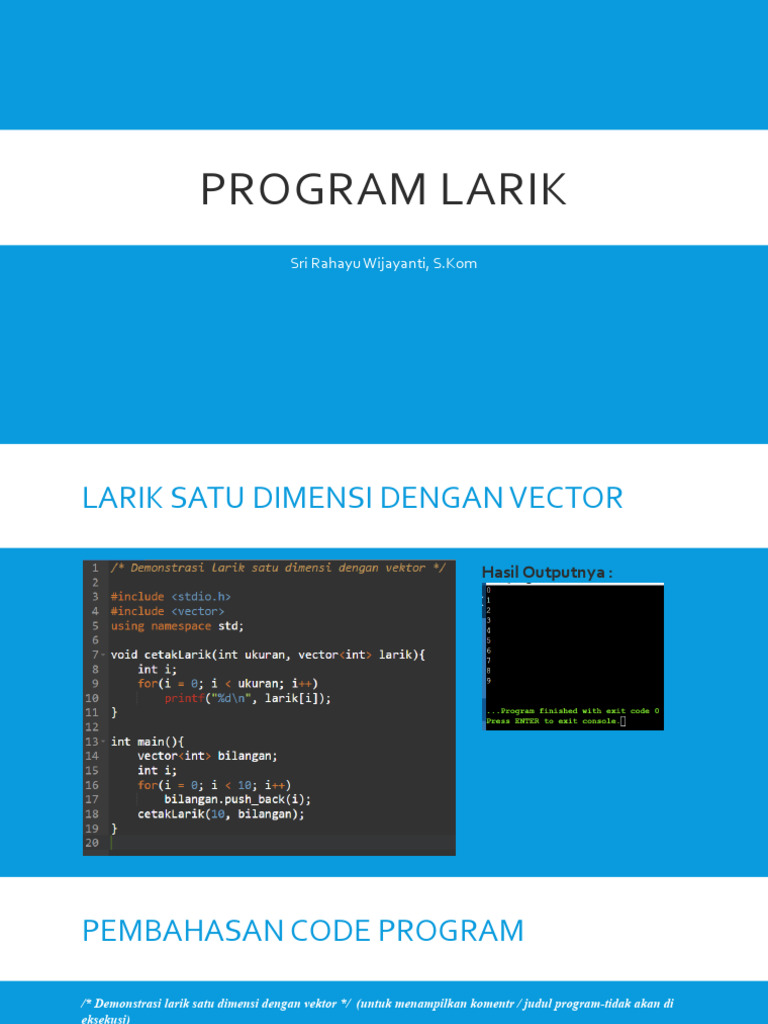 Program Demonstrasi Larik Satu Dimensi | PDF | Komputer