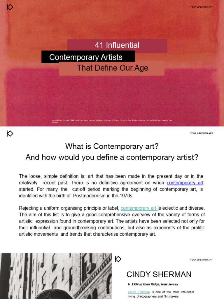 41 Influential Contemporary Artists Ebook | PDF | Contemporary Art ...