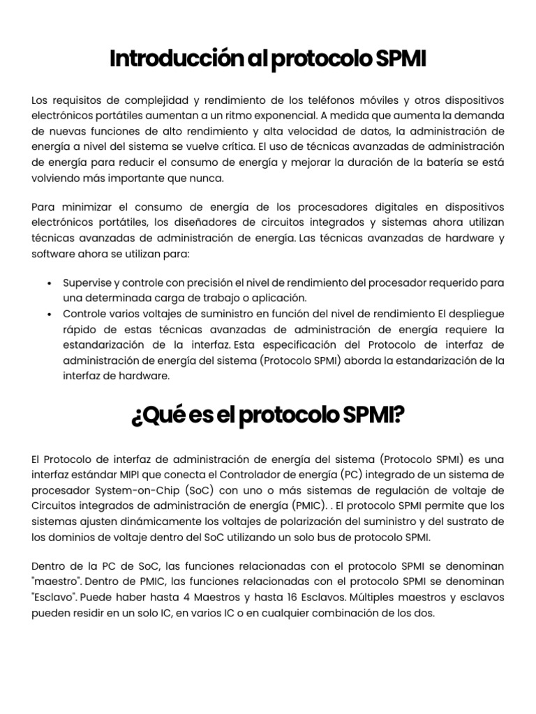 Protocolo SPMI: Gestión Energética Avanzada | PDF | Unidad Central de ...