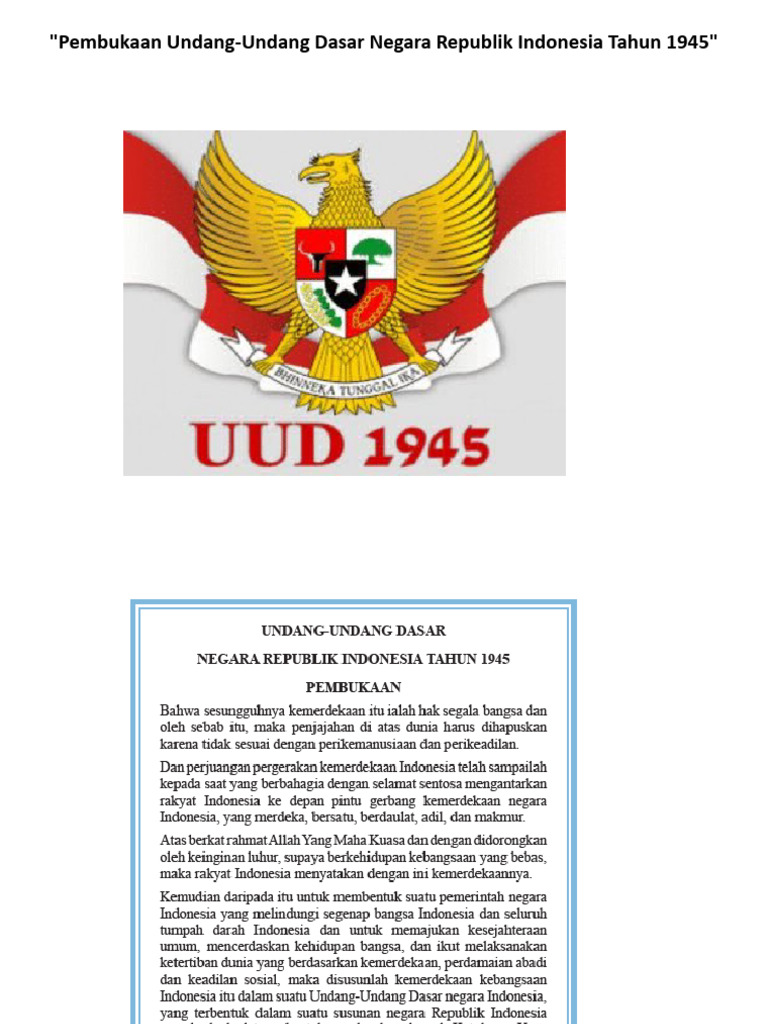 Pembukaan UUD 1945 | PDF