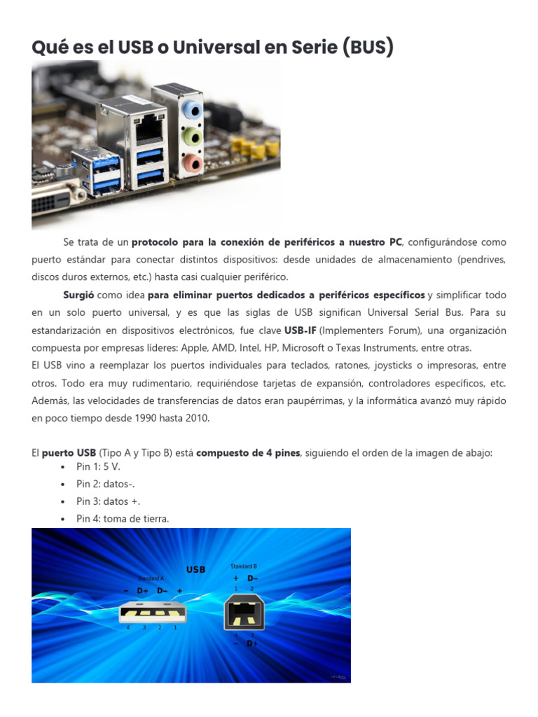 TODO_SOBRE_EL_PUERTO_USB_ESPECIFICACIONES,_VENTAJAS_Y_DESVENTAJAS | PDF ...