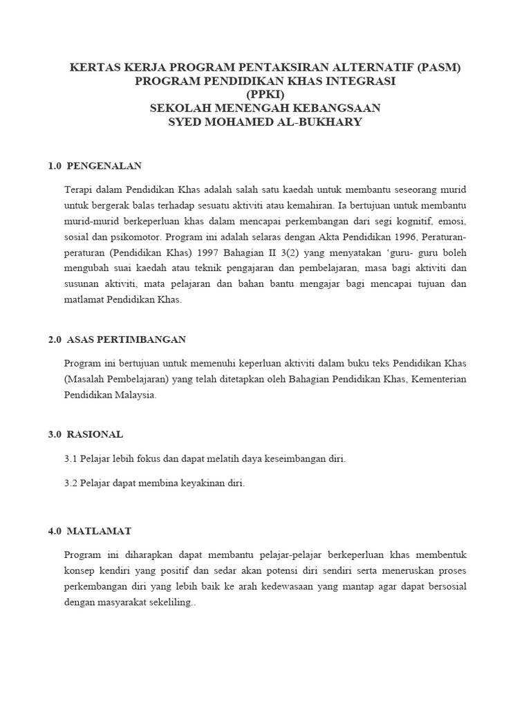 Kertas Kerja Terapi Berkuda Program Pendidikan Khas Integrasi | PDF