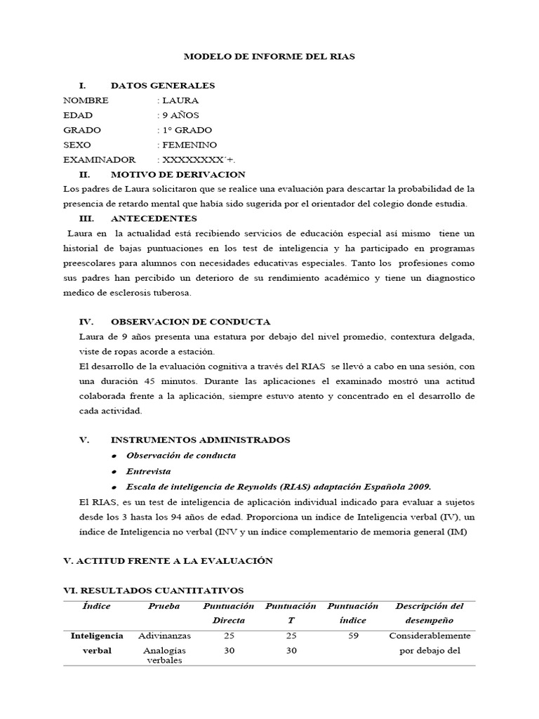 Modelo Informe Rias | PDF | Inteligencia | Razonamiento deductivo