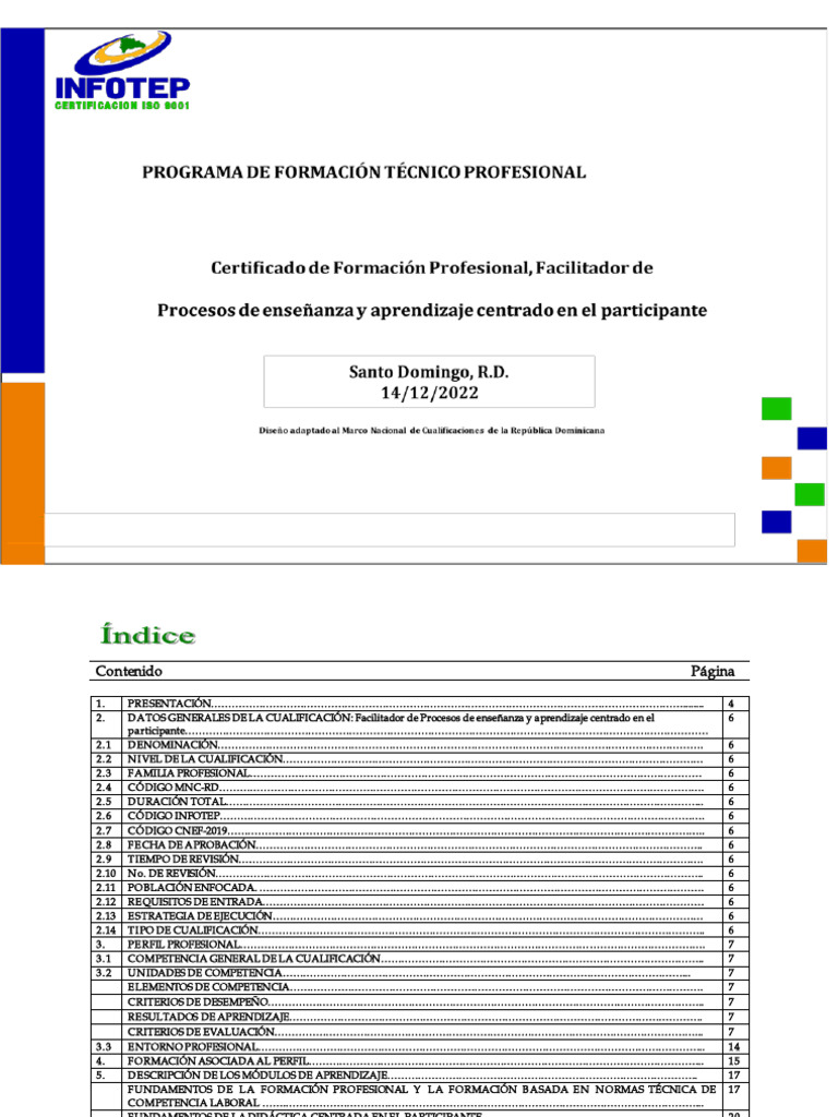 Programa Curso Facilitador Nuevo | PDF | Evaluación | Aprendizaje