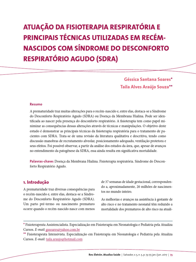 Atuação Da Fisioterapia Respiratória E Principais Técnicas Utilizadas ...