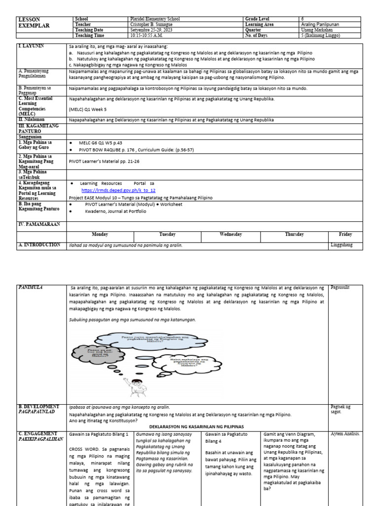 Q1 DLL Ap6 Week 5 | PDF