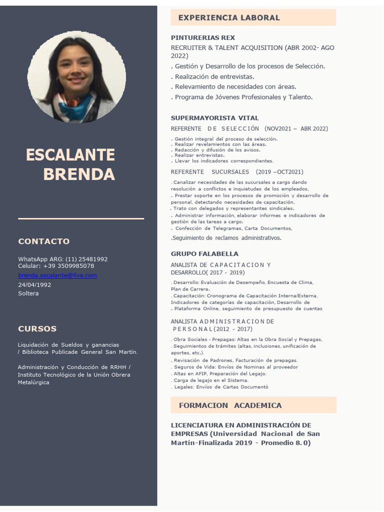Formación Académica y Experiencia en RRHH | PDF
