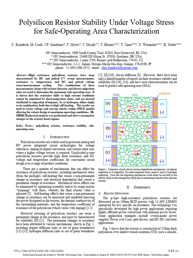 Polysilicon Resistor Stability Under Voltage Stress for Safe-Operating ...