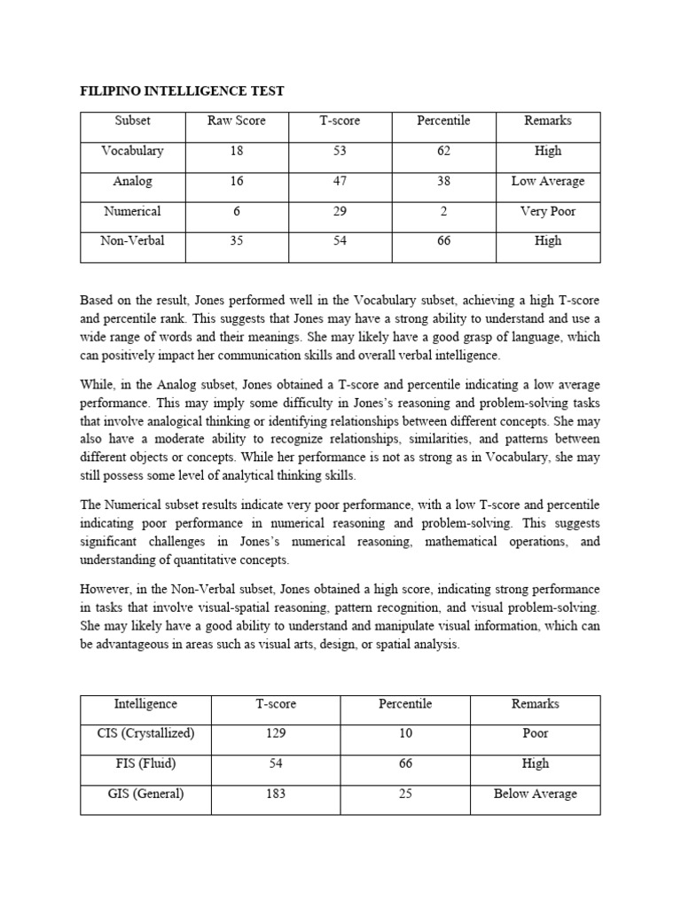 Filipino Intelligence Test | PDF