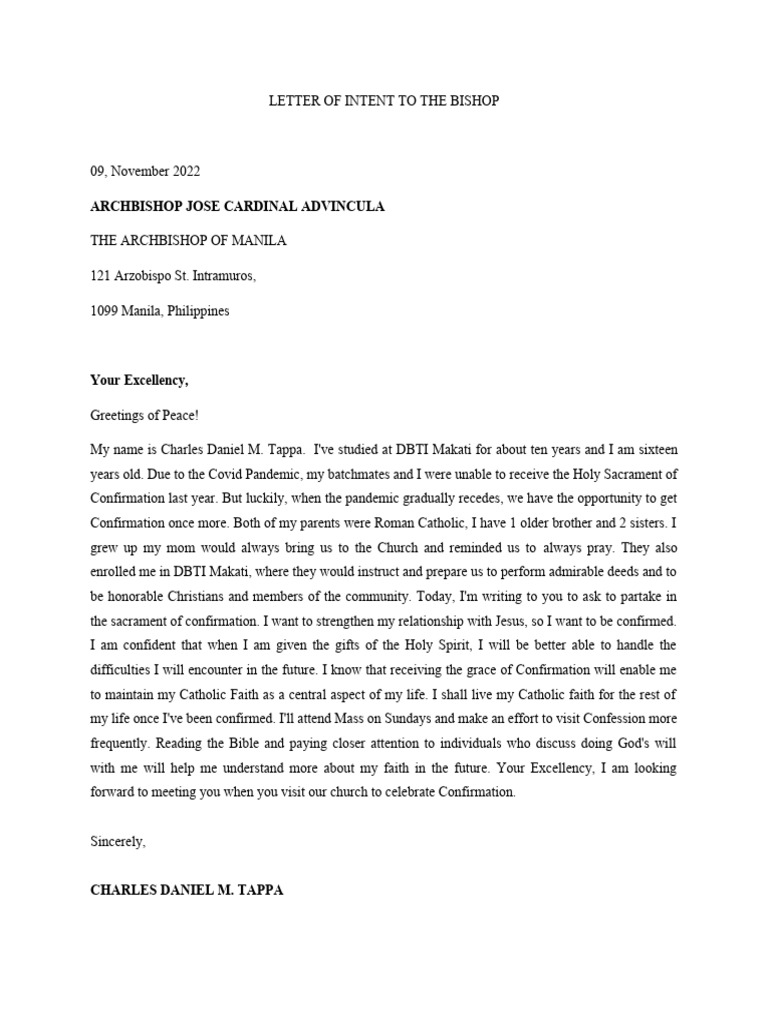 Letter of Intent to the Bishop.docx 3 | PDF