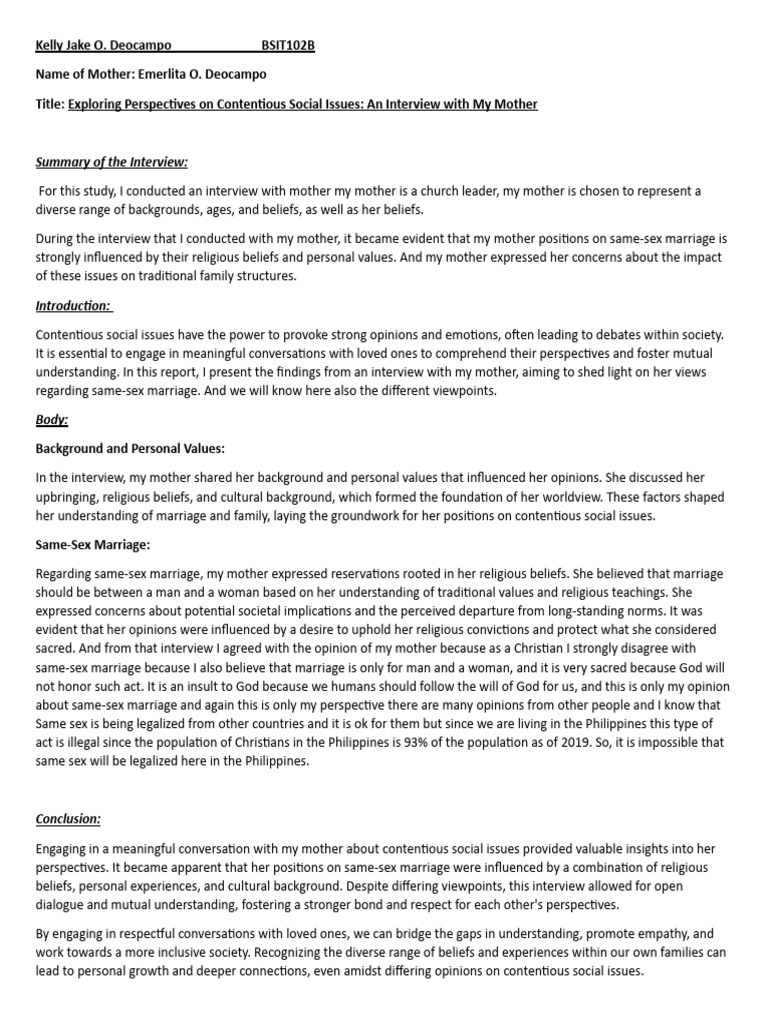 Same Sex Interview Pdf 