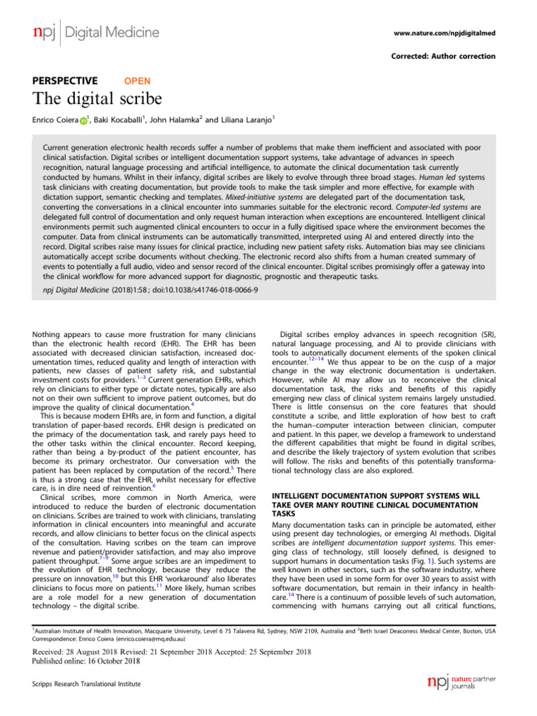The Digital Scribe: Perspective | PDF
