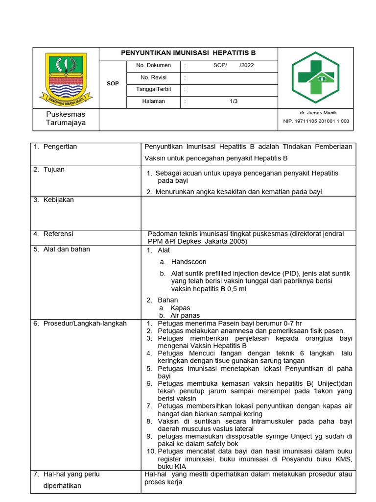 SOP-Imunisasi HB0 | PDF