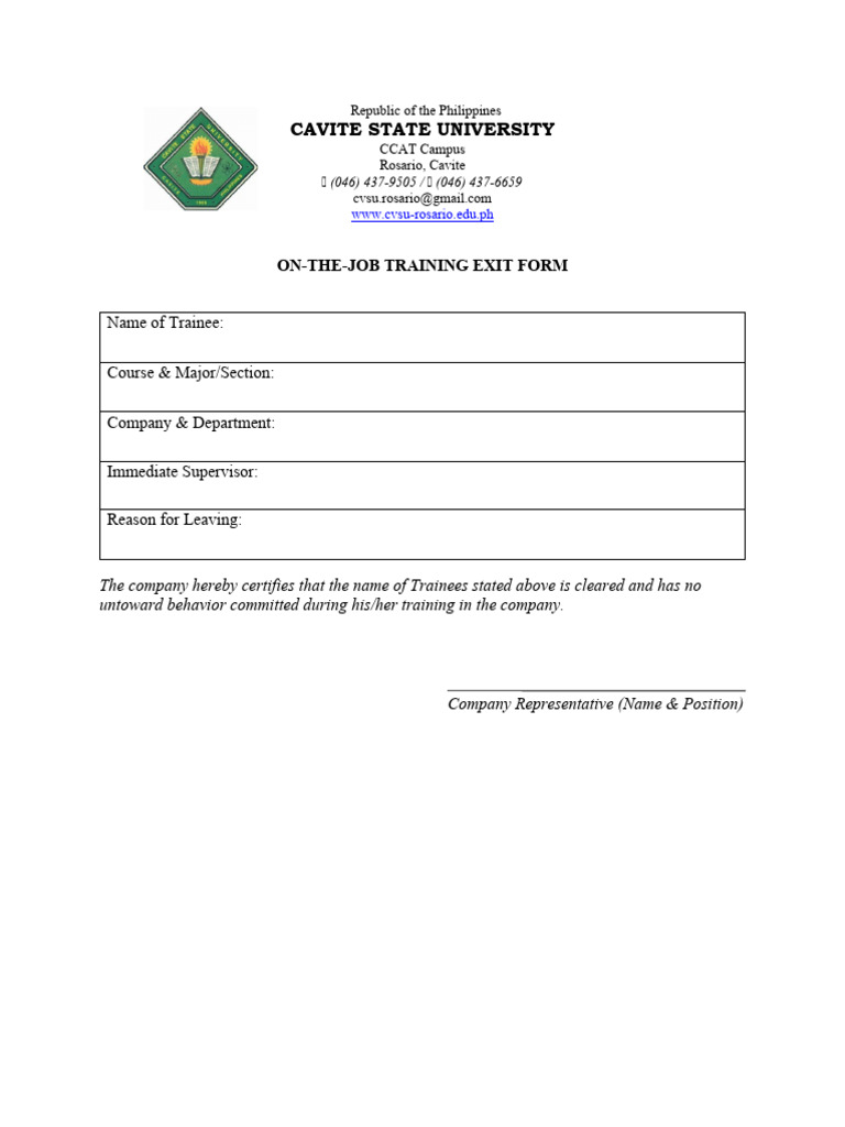Ojt Exit Form | PDF