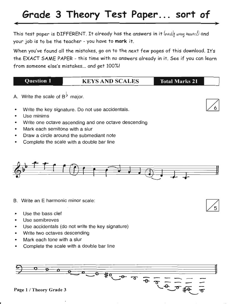 Grade 3 Music Theory PDF Free | PDF | Scale (Music) | Interval (Music)