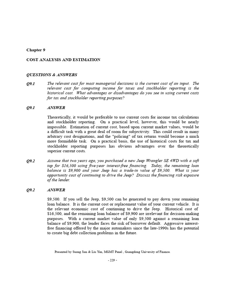 Chapter 9 Cost Analysis and Estimation Questions Answers | PDF | Average Cost | Profit (Economics)