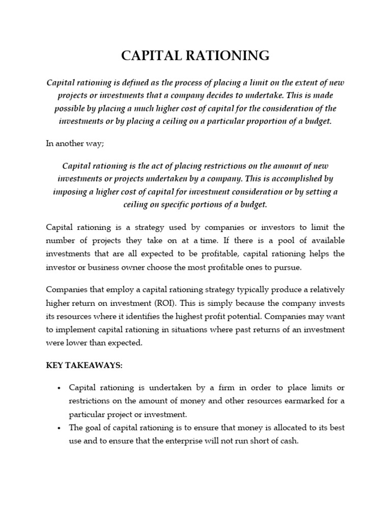 Capital Rationing | PDF