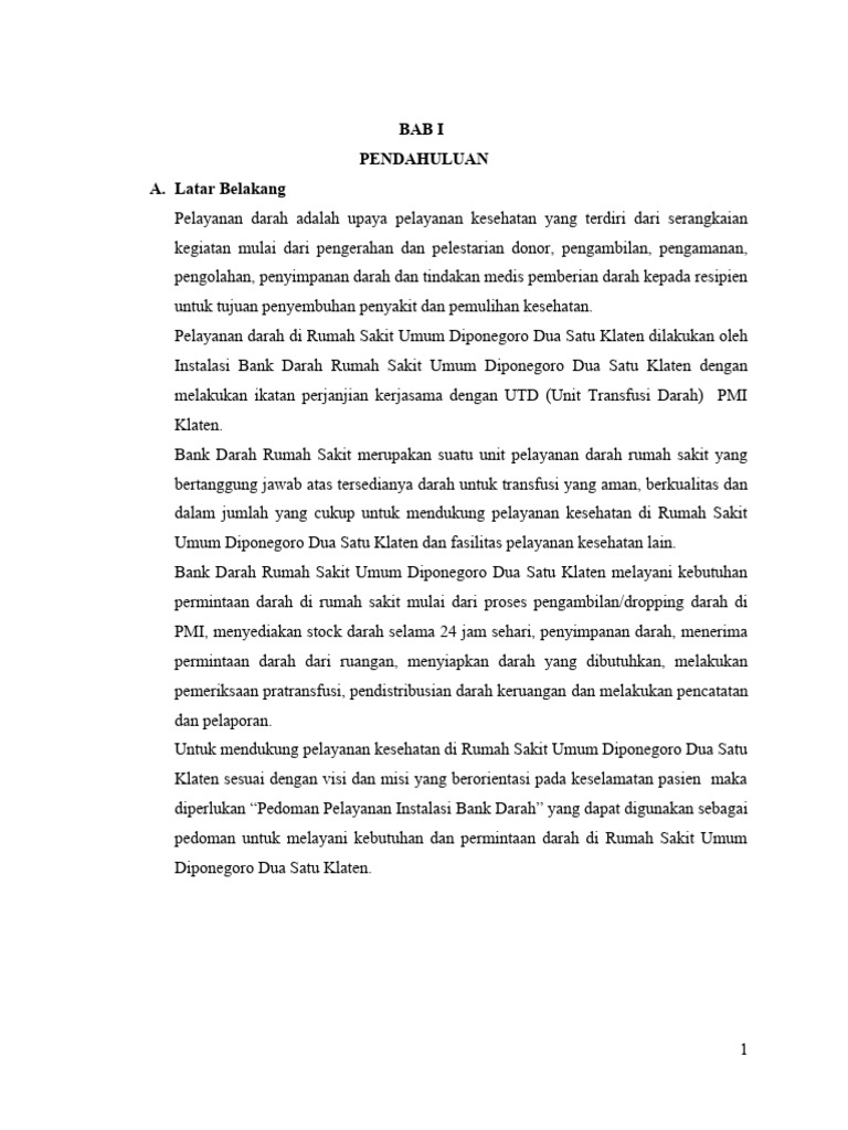 Pedoman Pelayanan Bank Darah | PDF