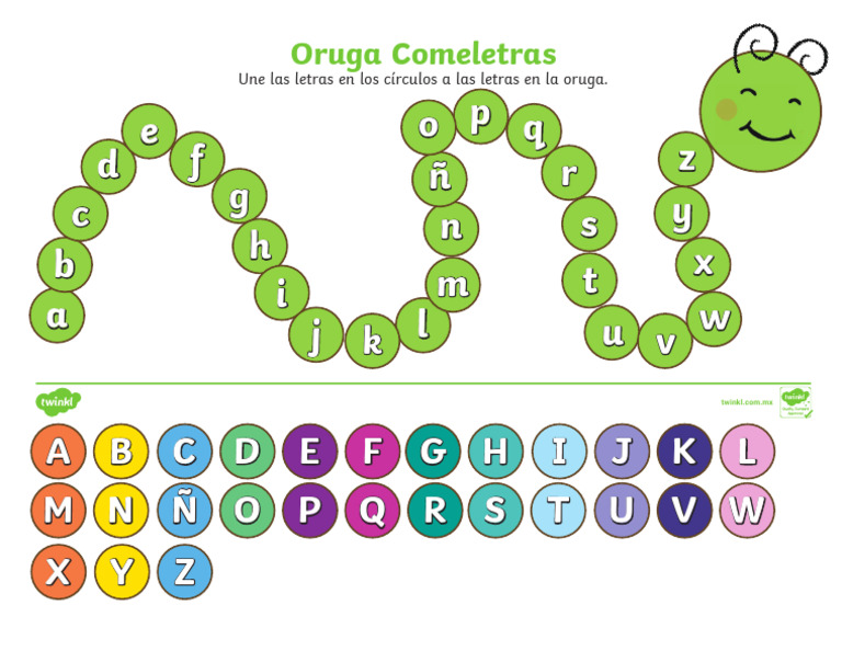 Sa L 1654826428 Hoja de Actividad Abecedario Oruga Mayusculas y ...