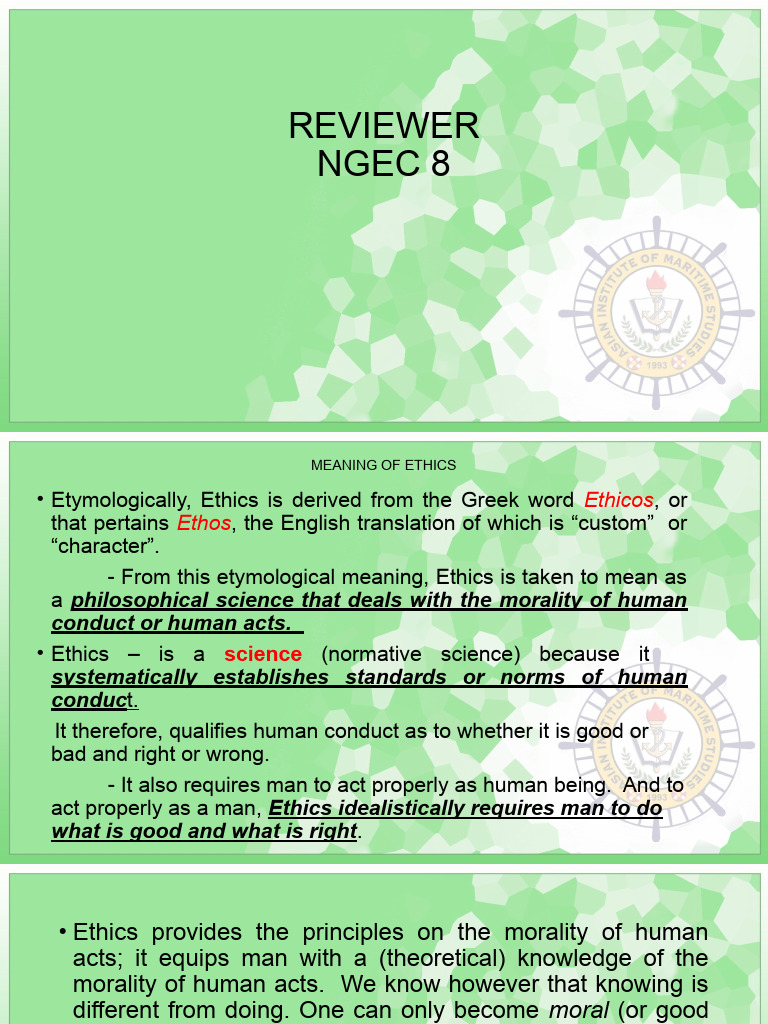 Week 1 Introduction To Ethics | PDF