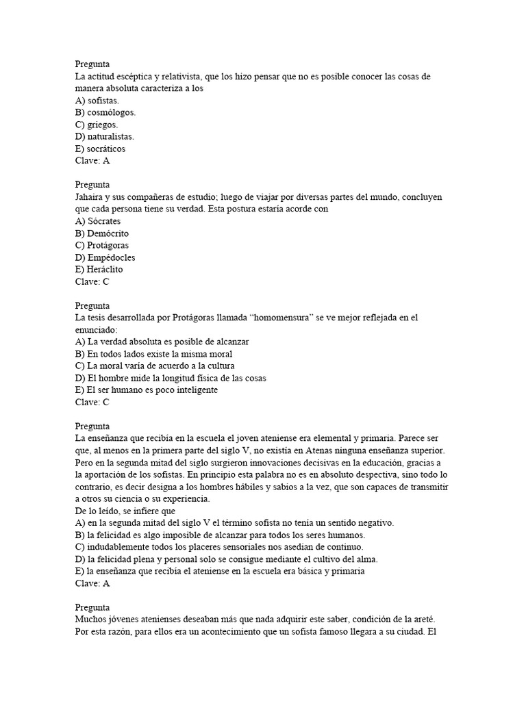 Preguntas FIL - Movimiento Sofista | PDF