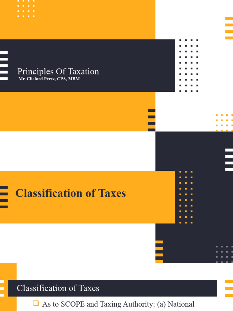 Classification of Taxes | PDF | Finance & Money Management