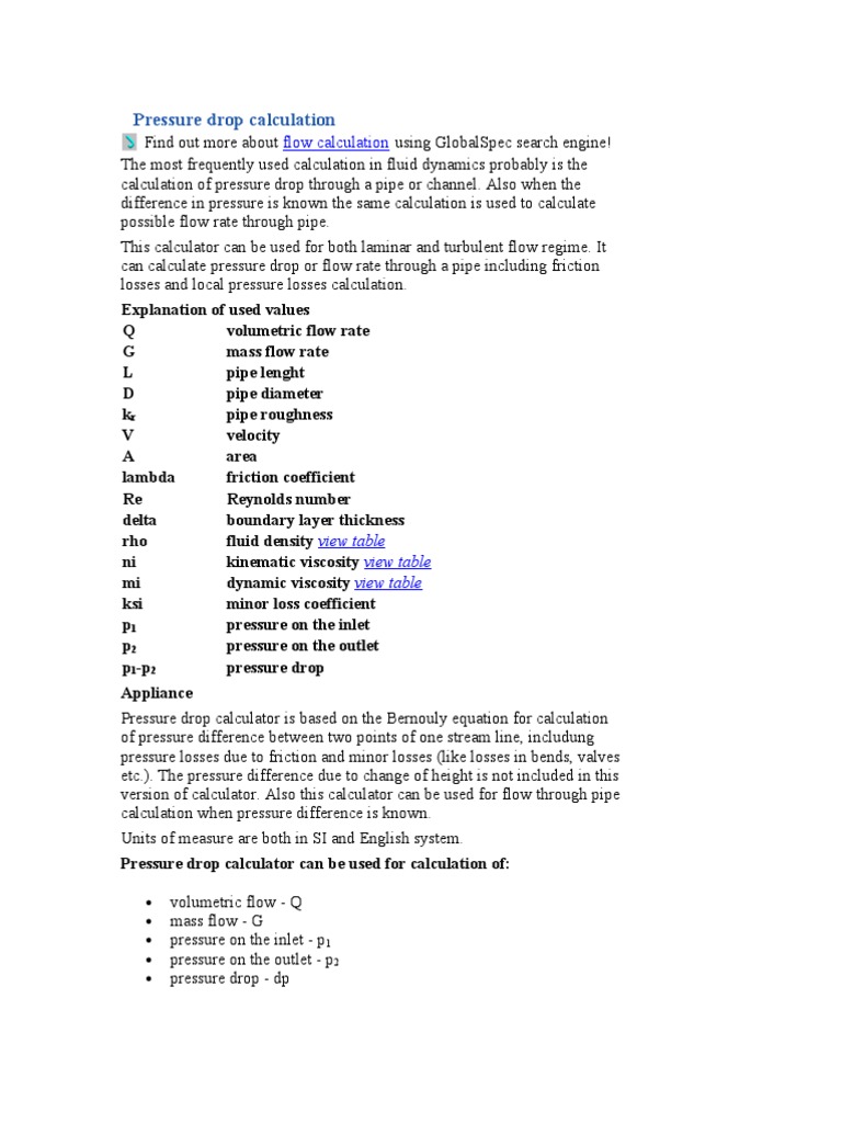 Pressure Drop Calculation | PDF | Boundary Layer | Fluid Dynamics