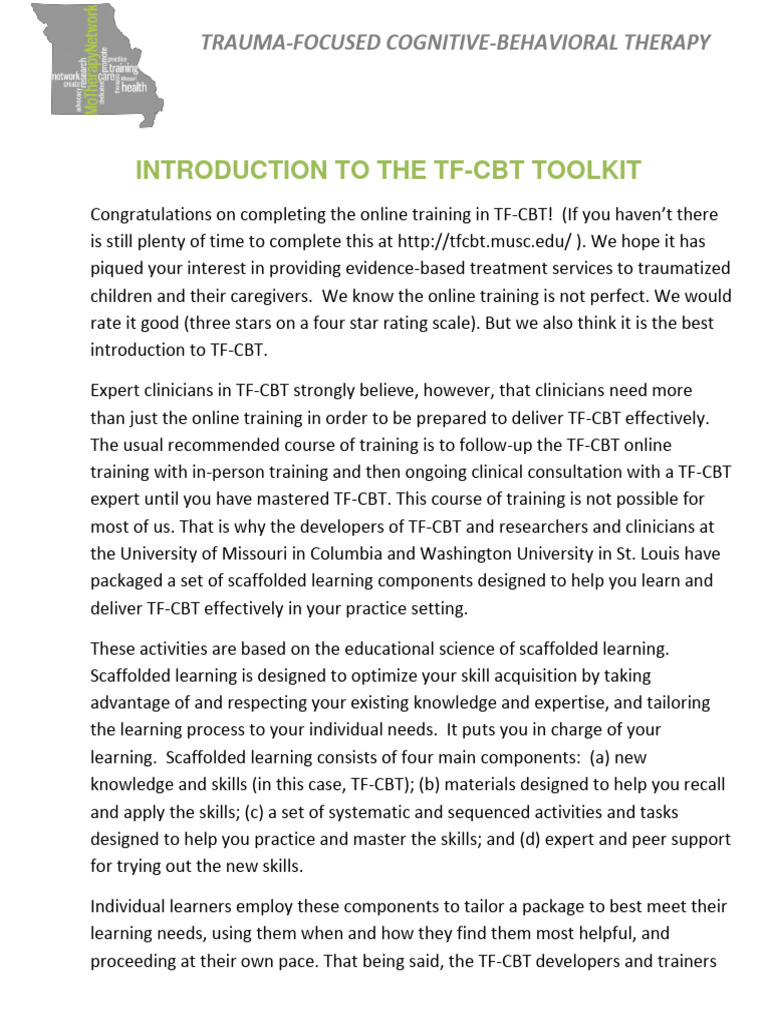 TF CBT Toolkit With Color Laminates 1.30.12 | PDF | Psychological ...